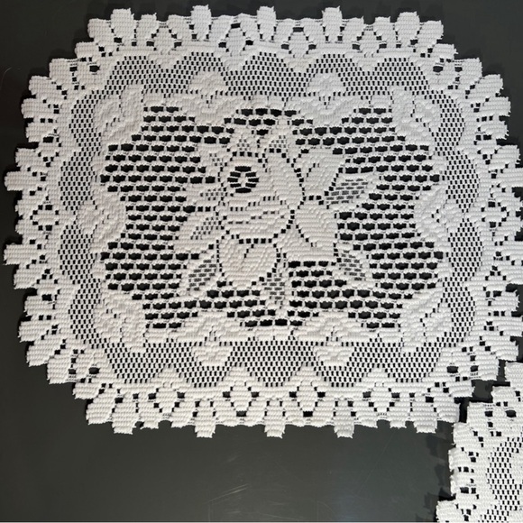 Dining | Vintage Set 2 German Lace Split Table Runner Serving Doily ...